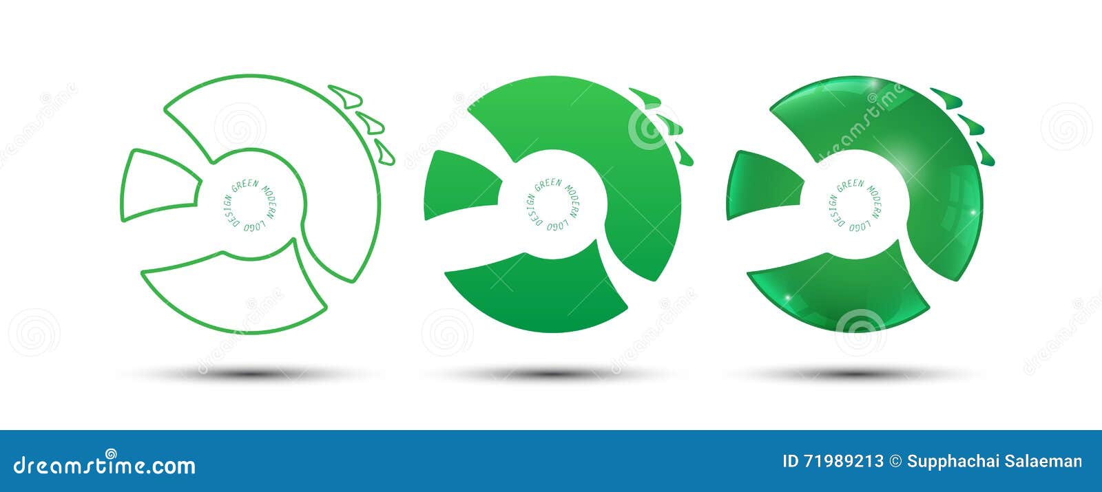 Set of 3 Type Modern Logo Green Design Technology Innovation Concept ...
