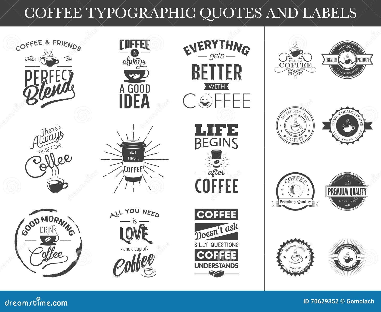 Set of Typographic Quotes and Labels Stock Vector - Illustration of ...