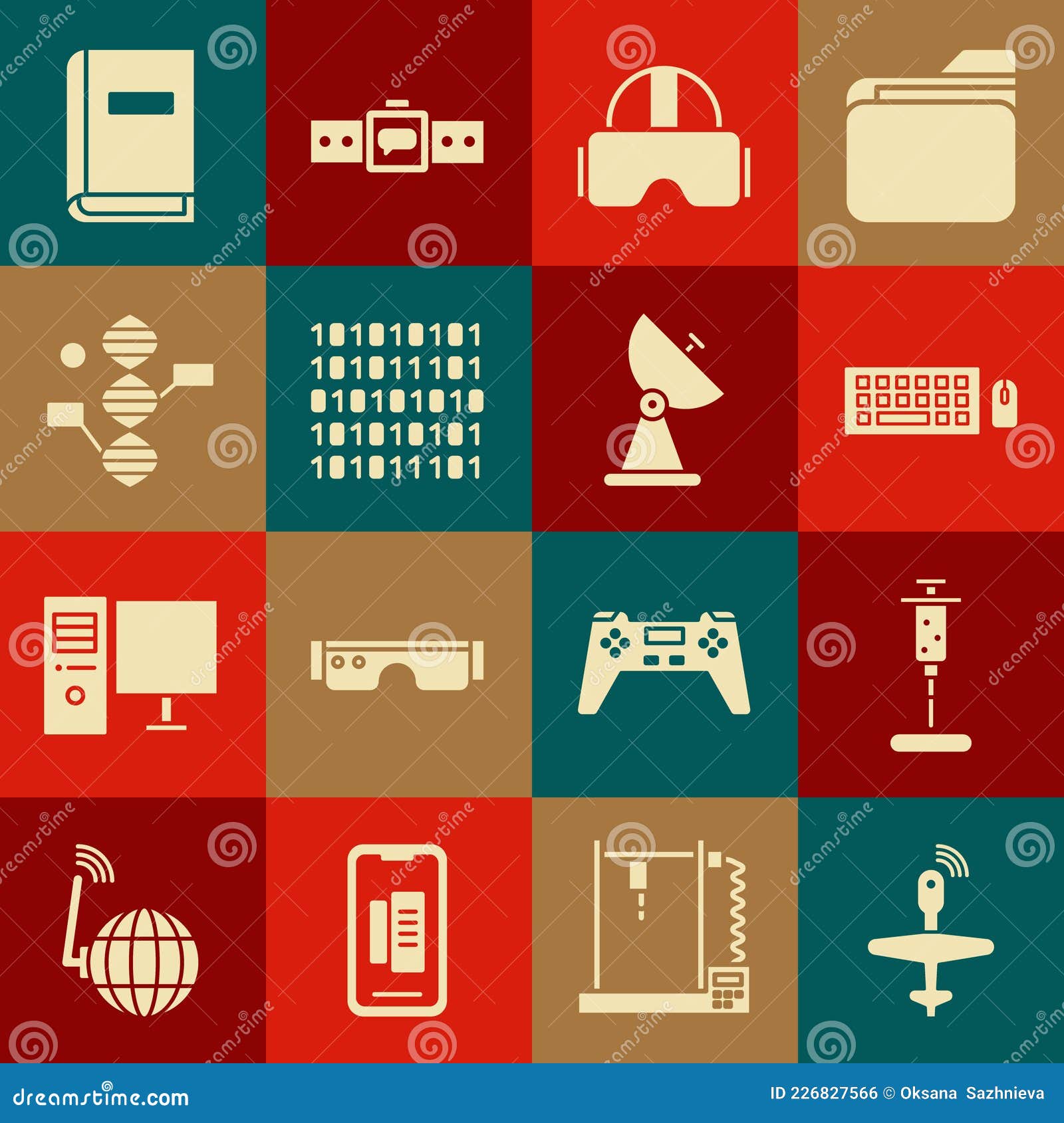 Set UAV Drone, Syringe, Keyboard and Mouse, Virtual Reality Glasses ...