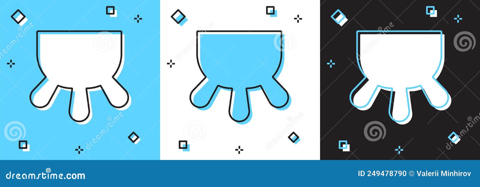 Set Udder Icon Isolated on Blue and White, Black Background. Vector ...