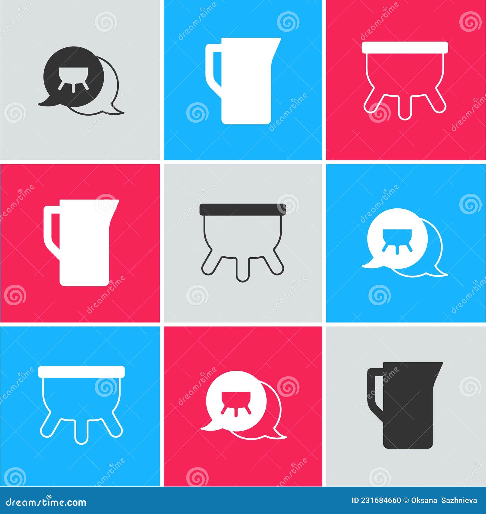 Set Udder, Milk Jug or Pitcher and Icon. Vector Stock Vector ...