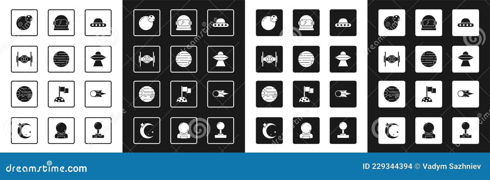 Set UFO Flying Spaceship, Planet, Cosmic, Astronaut Helmet, Comet ... Set UFO Flying Spaceship, Planet, Cosmic, Astronaut Helmet, Comet ...