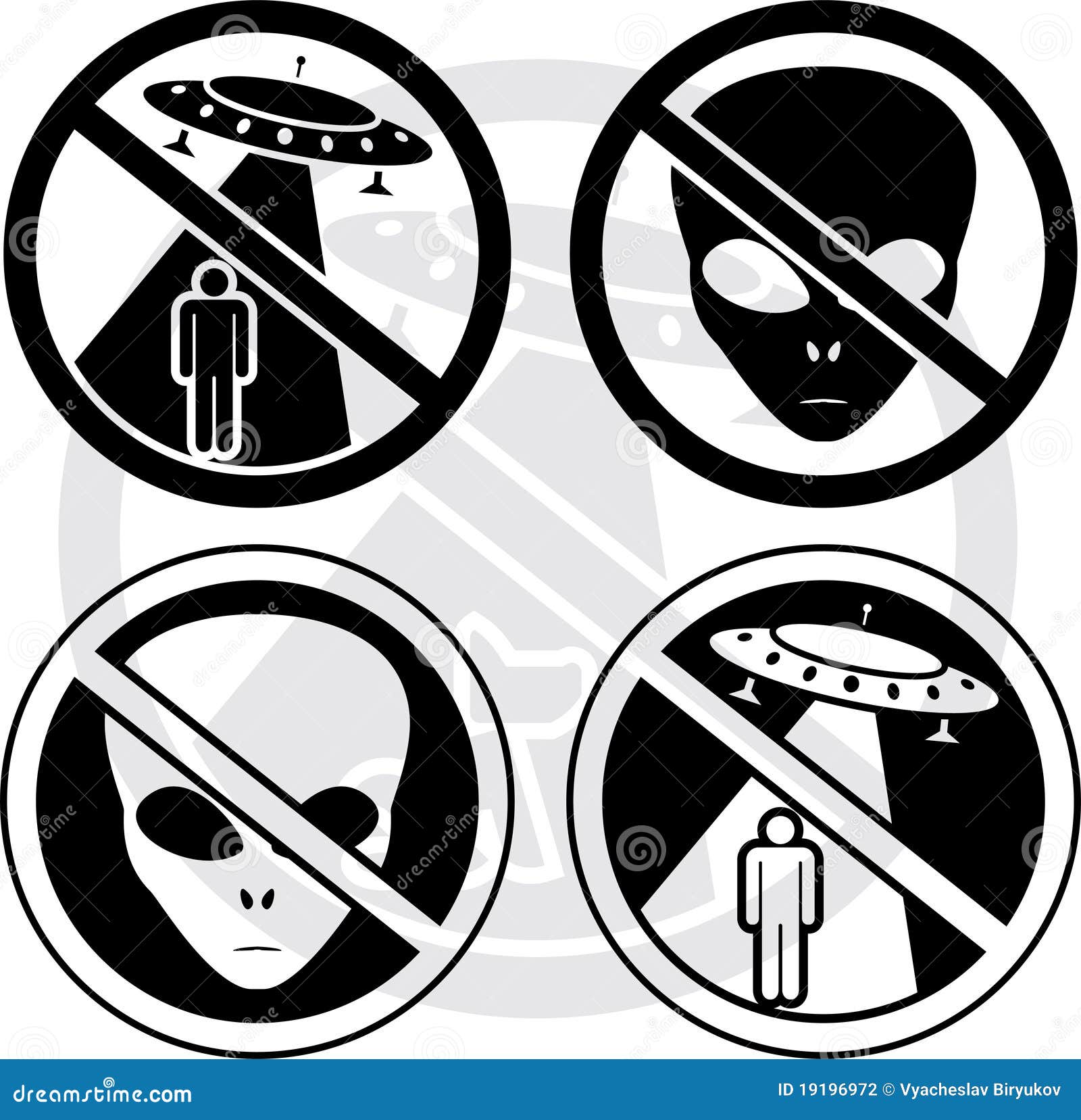 Set Of UFO Warning Signs Picture. Image: 19196972