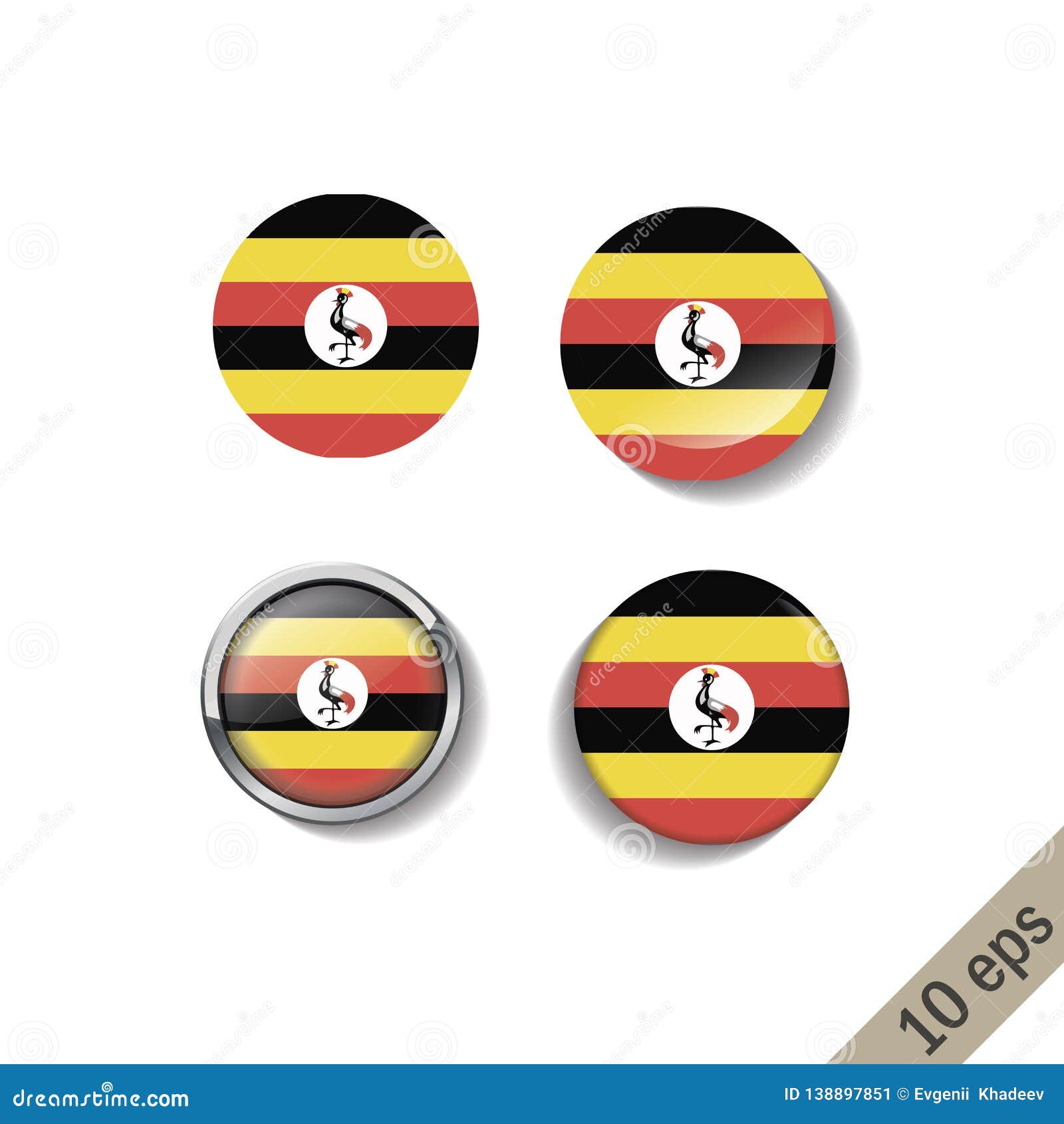 Set of UGANDA Flags Round Badges Stock Illustration - Illustration of ...