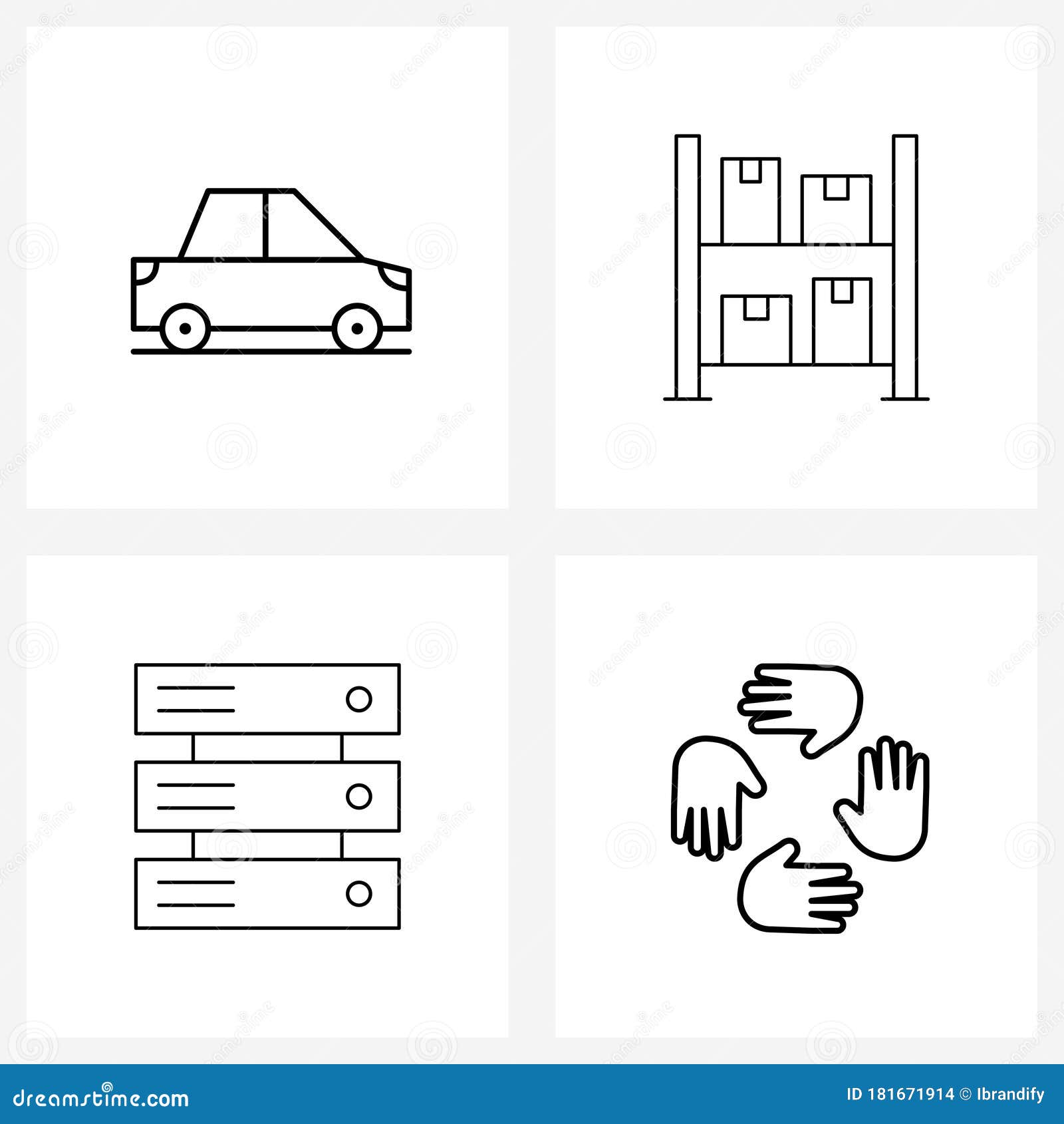 Set of 4 UI Icons and Symbols for Auto; Computer; Drive; Shelf; it ...