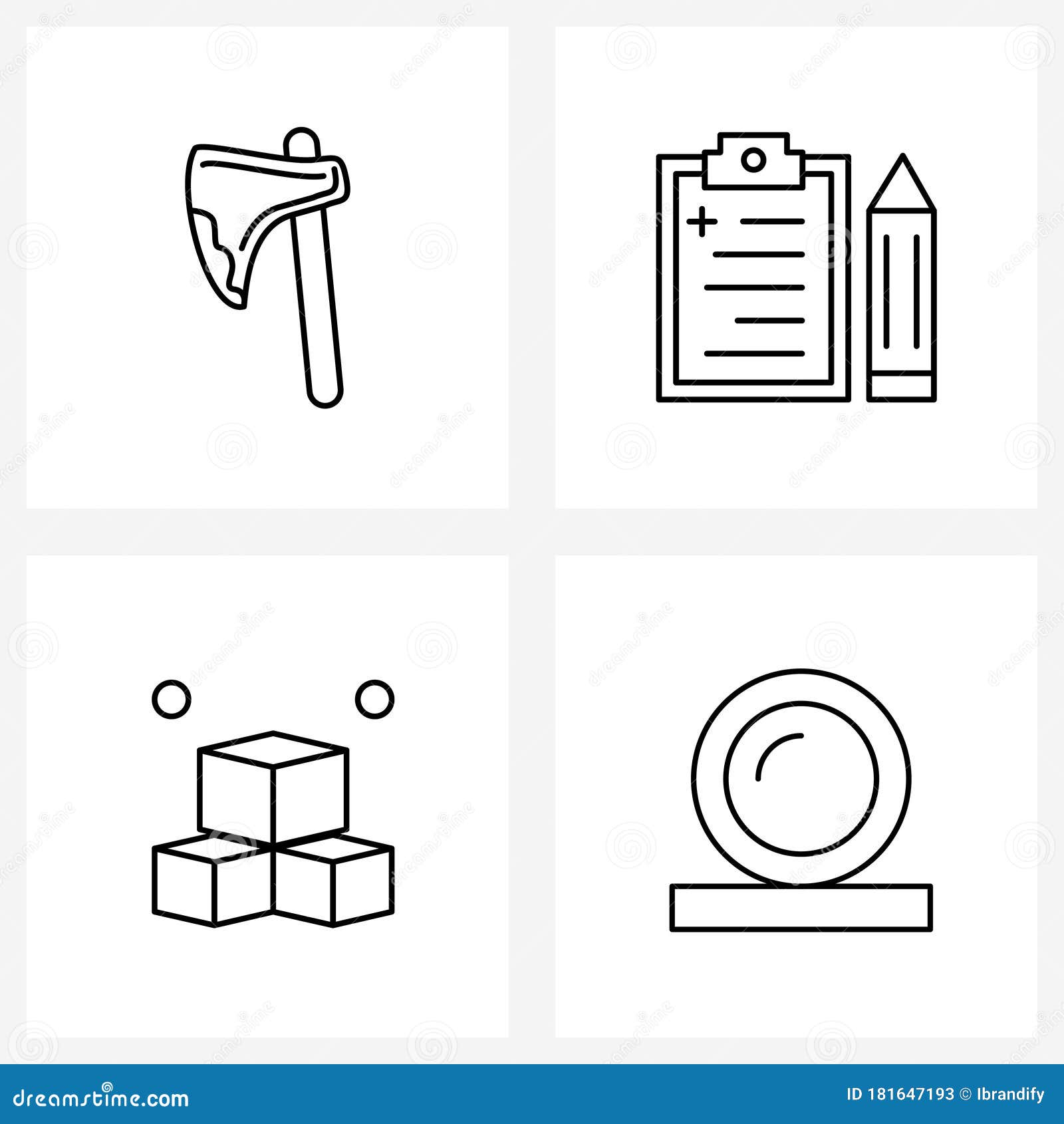 Set of 4 UI Icons and Symbols for Axe, Components, Scary, Document ...