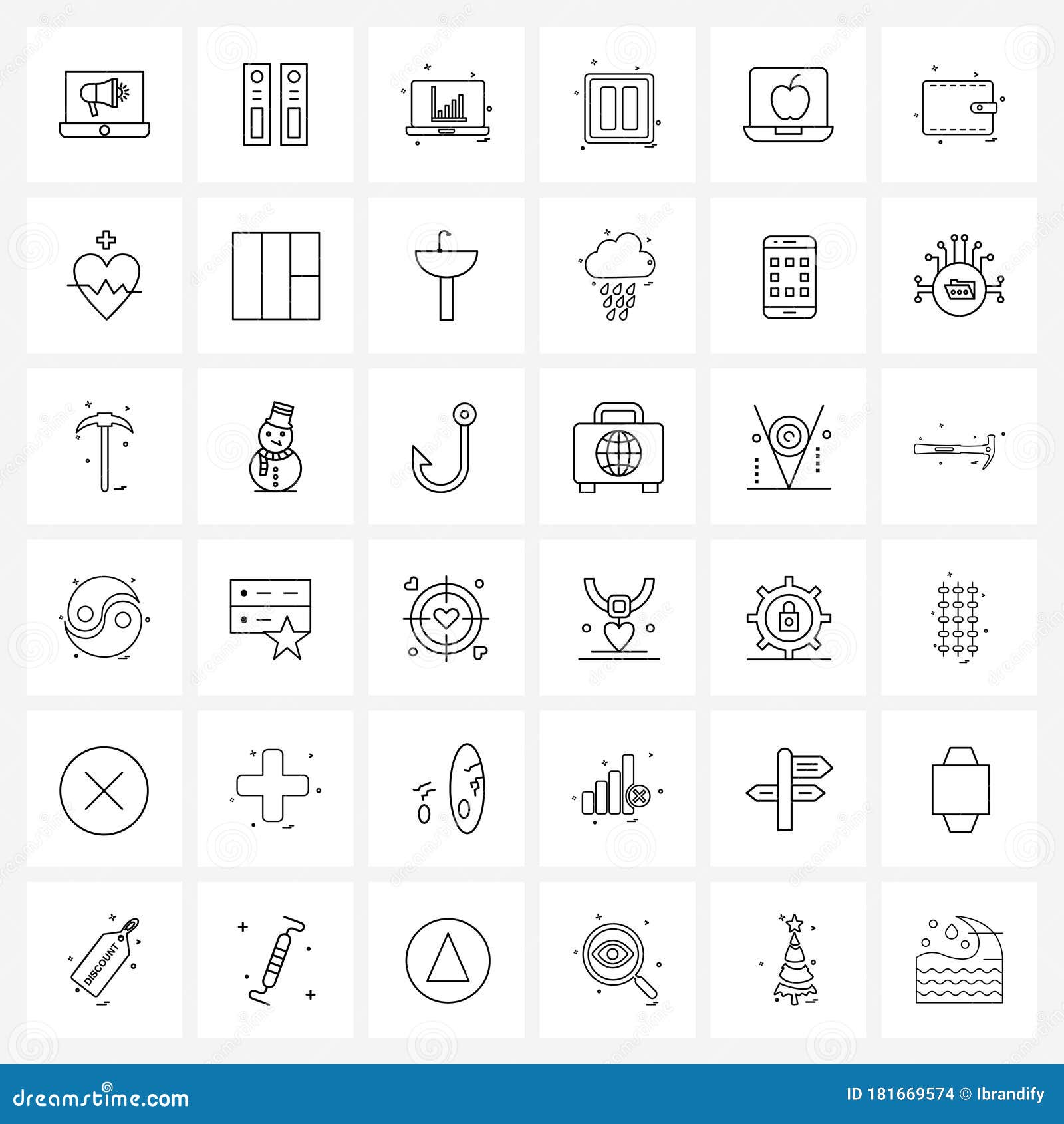Set of 36 UI Icons and Symbols for Learning, ELearning, Computer, Apple ...