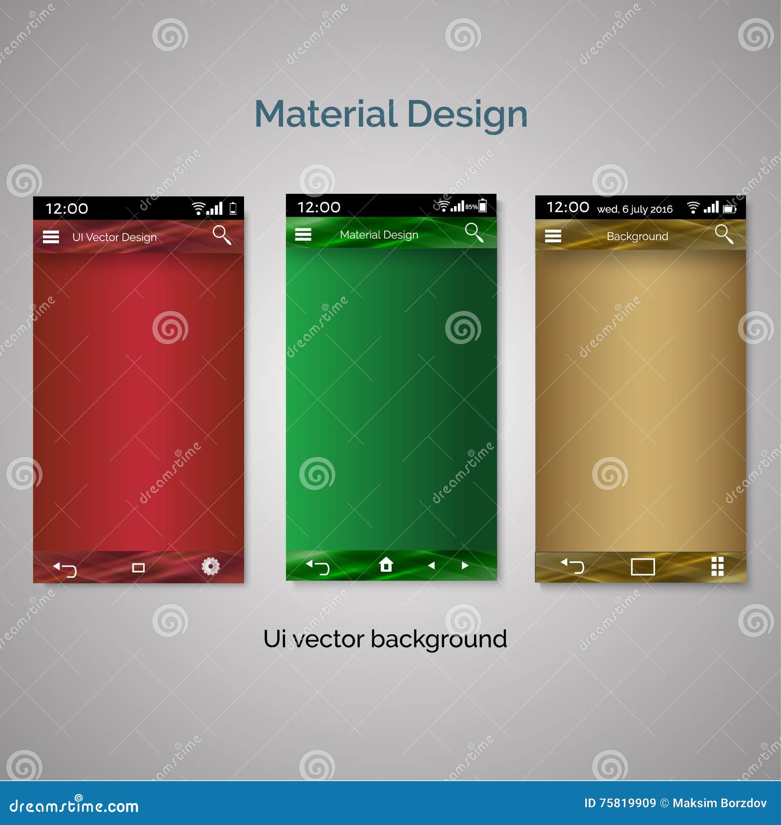 Set Of Ui Material Design Background Stock Vector - Illustration of ...