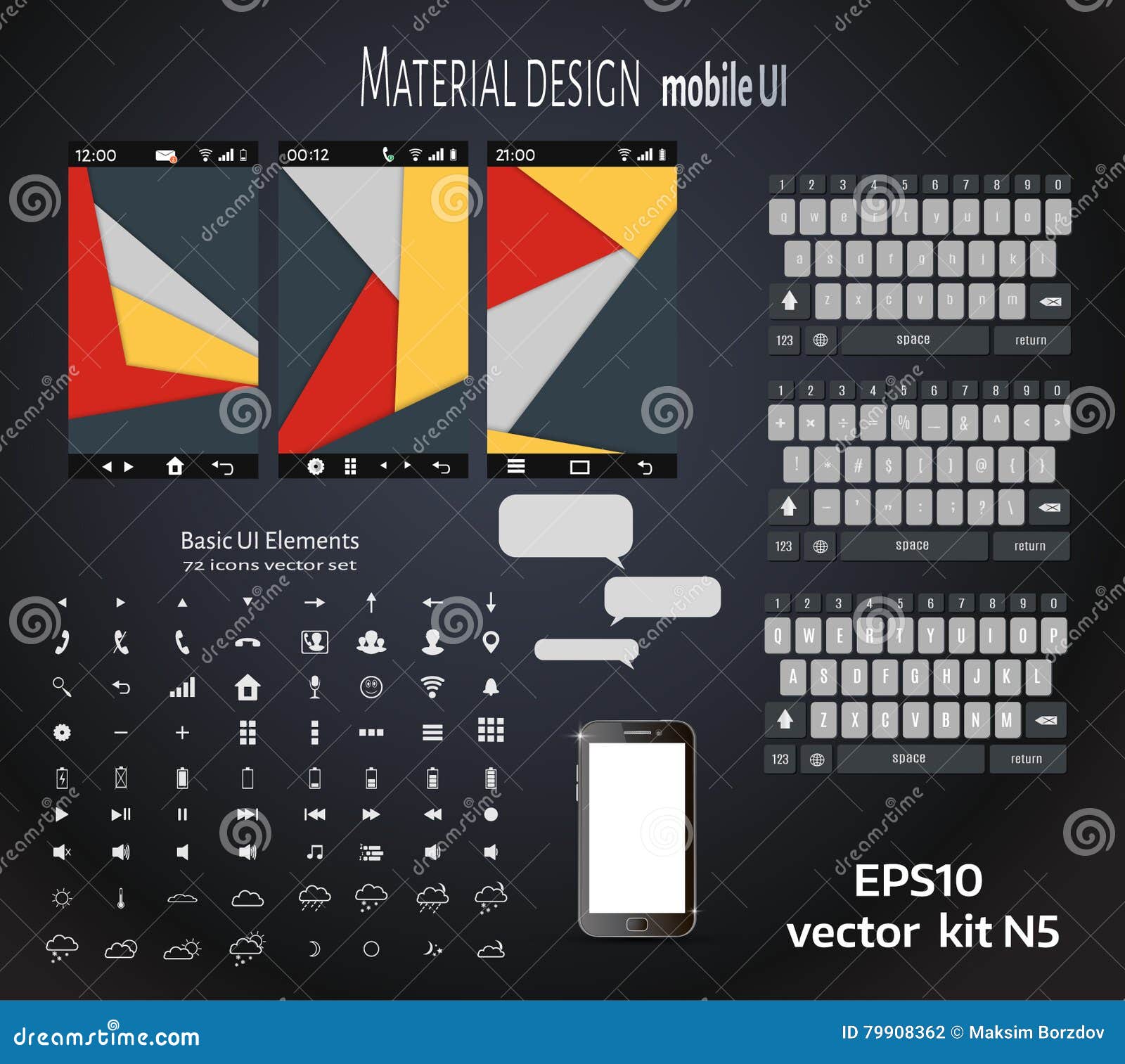 Set of Ui Material Design Background Stock Vector - Illustration of ...