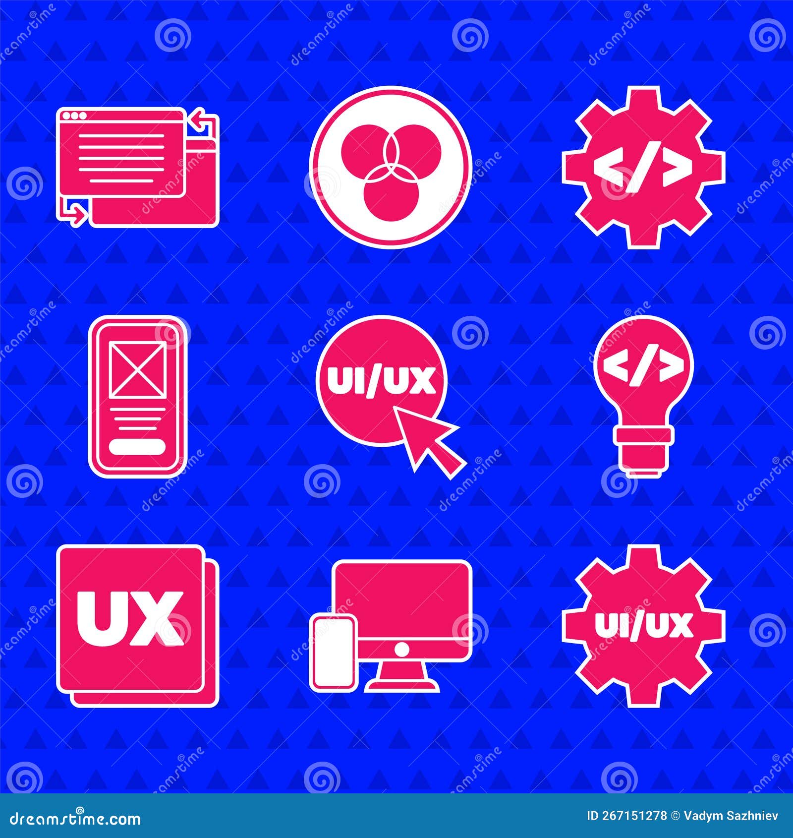 Set Ui Oder Ux Design Monitor Und Mobile Frontend Entwicklung Und Icon ...