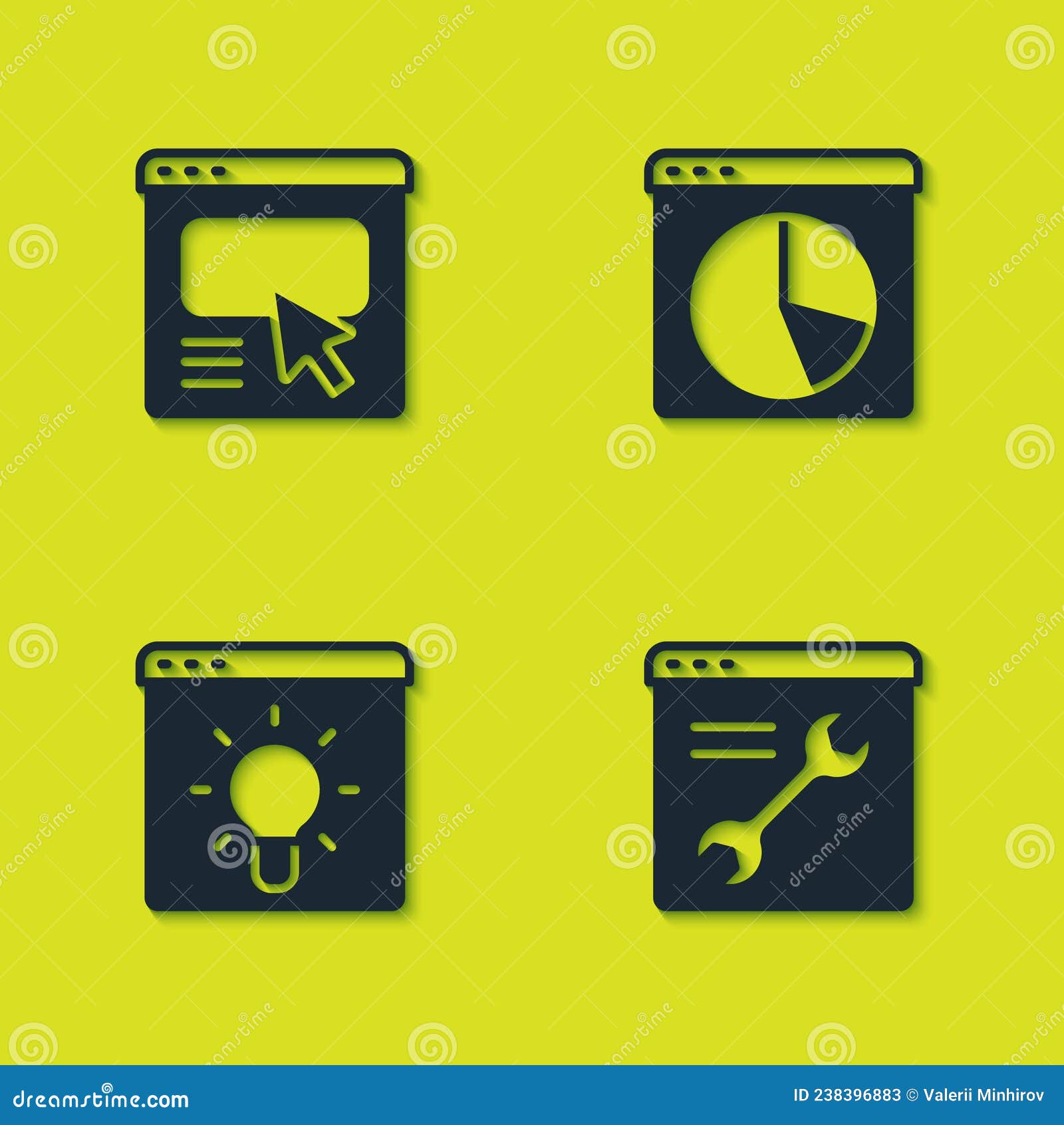 Set UI or UX Design, Browser Setting, Window and Graph Chart Infographic Icon. Vector Stock ...
