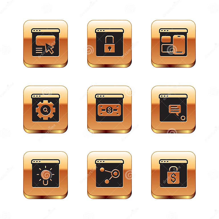 Set UI or UX Design, Browser Window, Online Shopping on Screen, Setting, Web Developer ...