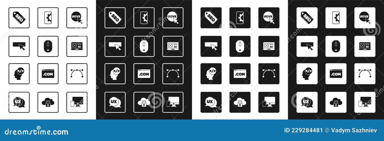 Set Ui Or Ux Design Computer Mouse Seo Optimization Web Development