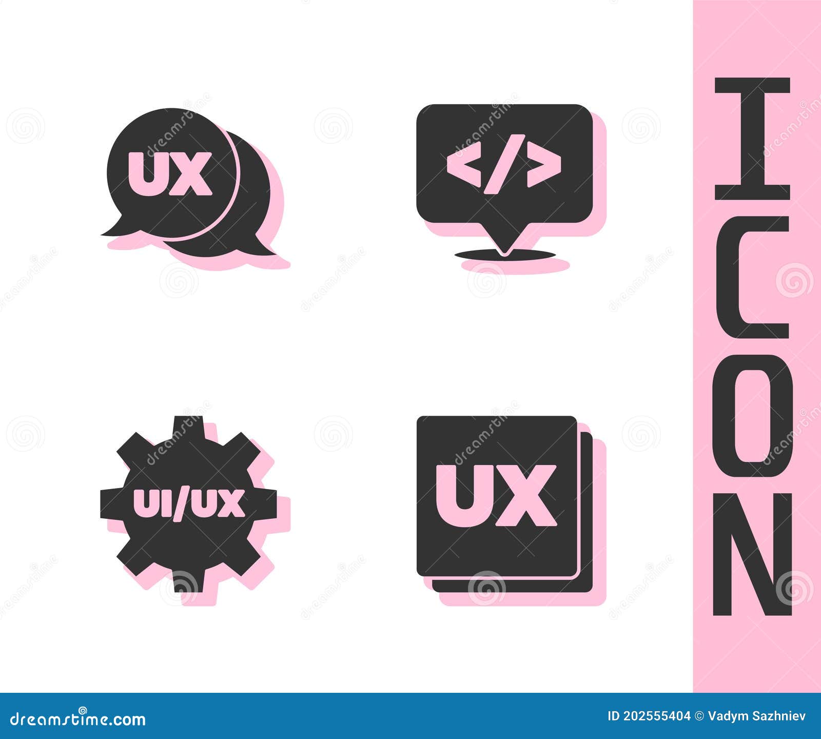 Set UI or UX Design, , and Front End Development Icon. Vector Stock ...