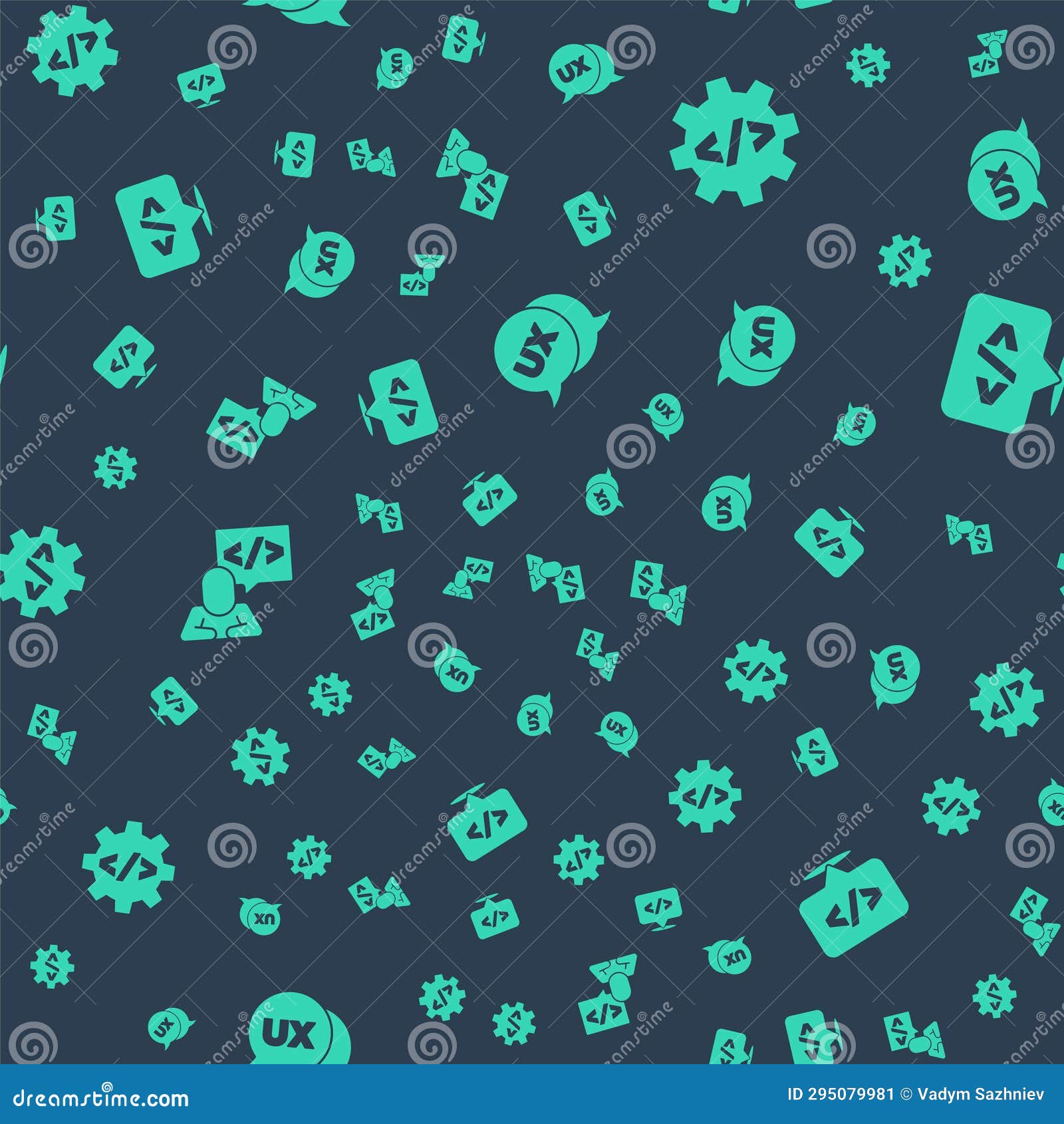 Set Ui Or Ux Design Front End Development And On Seamless Pattern Vector Stock Illustration