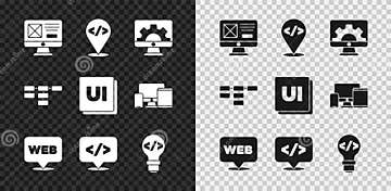 Set UI or UX Design, Front End Development, Web, and Graphic, Site Map and Icon. Vector Stock ...