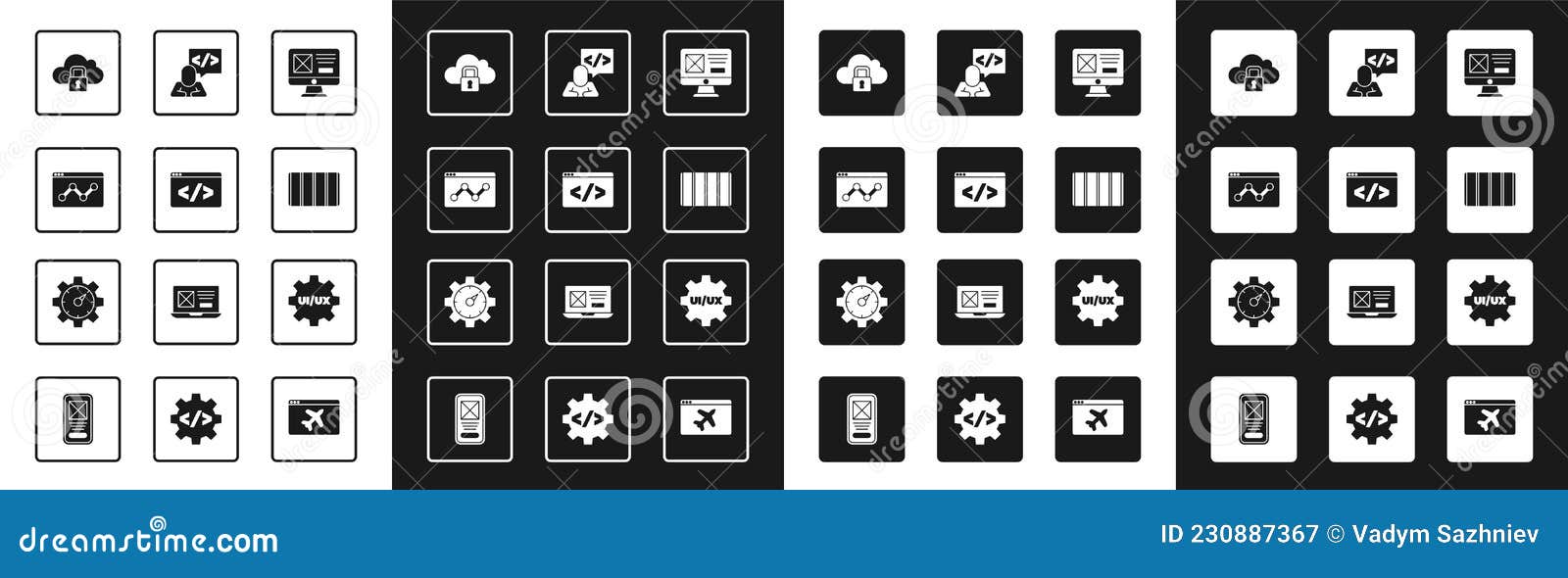 Set Ui Or Ux Design Front End Development Website Statistic Cloud