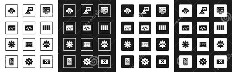 Set UI or UX Design, Front End Development, Website Statistic, Cloud Computing Lock, Color ...