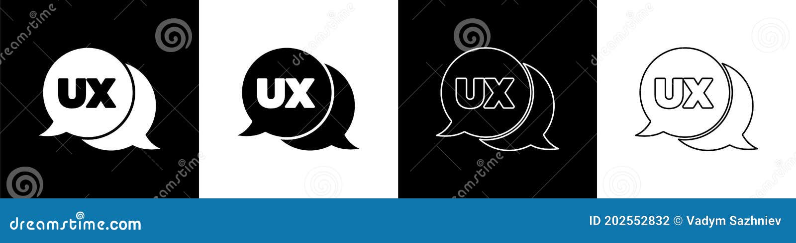 Set UI or UX Design Icon Isolated on Black and White Background. Vector ...