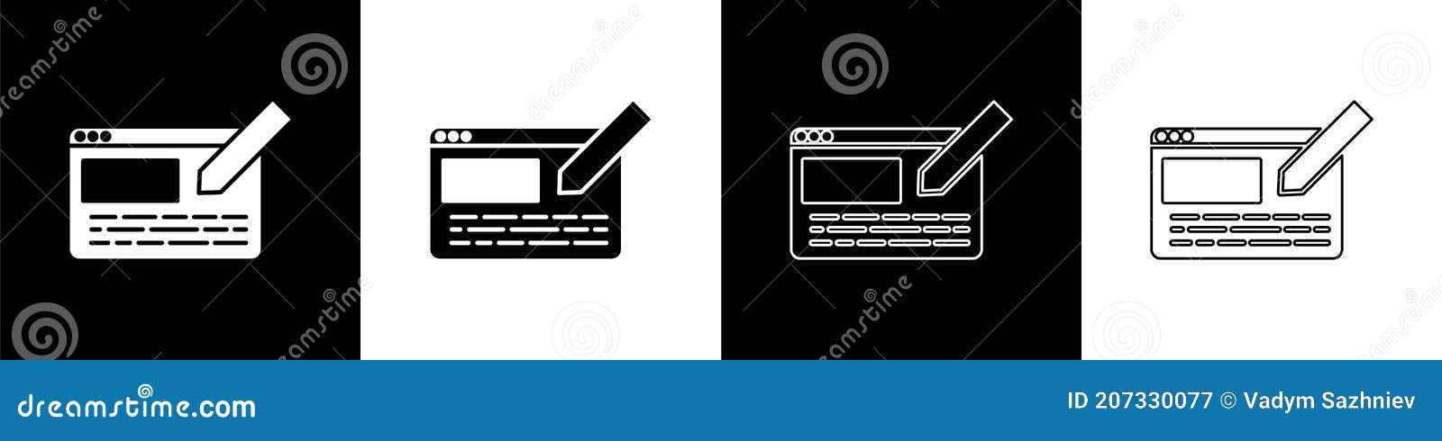 Set UI or UX Design Icon Isolated on Black and White Background. Vector ...