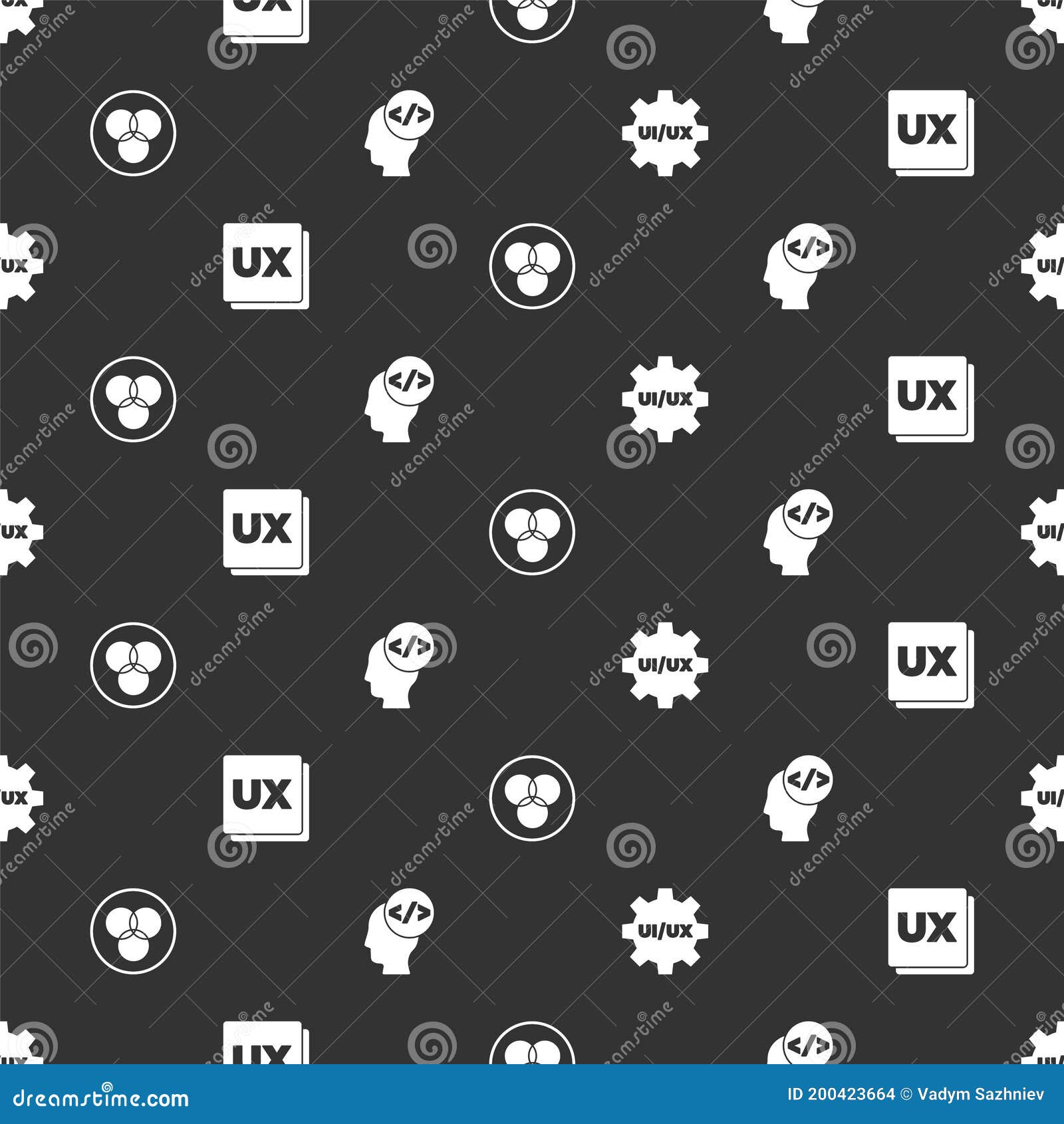 Set UI or UX Design, , RGB and CMYK Color Mixing and Front End Development on Seamless Pattern ...