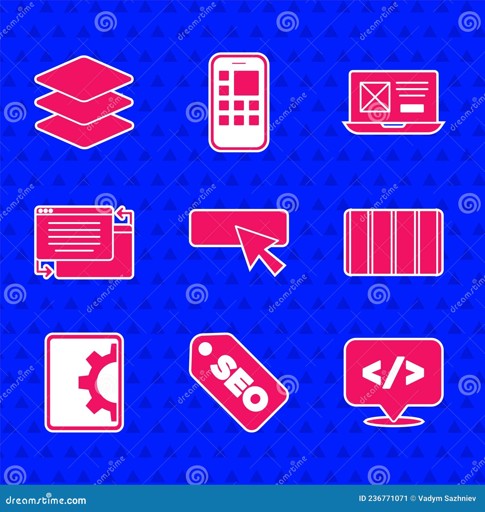 Set Ui Or Ux Design Seo Optimization Front End Development Color Palette Guide Web And