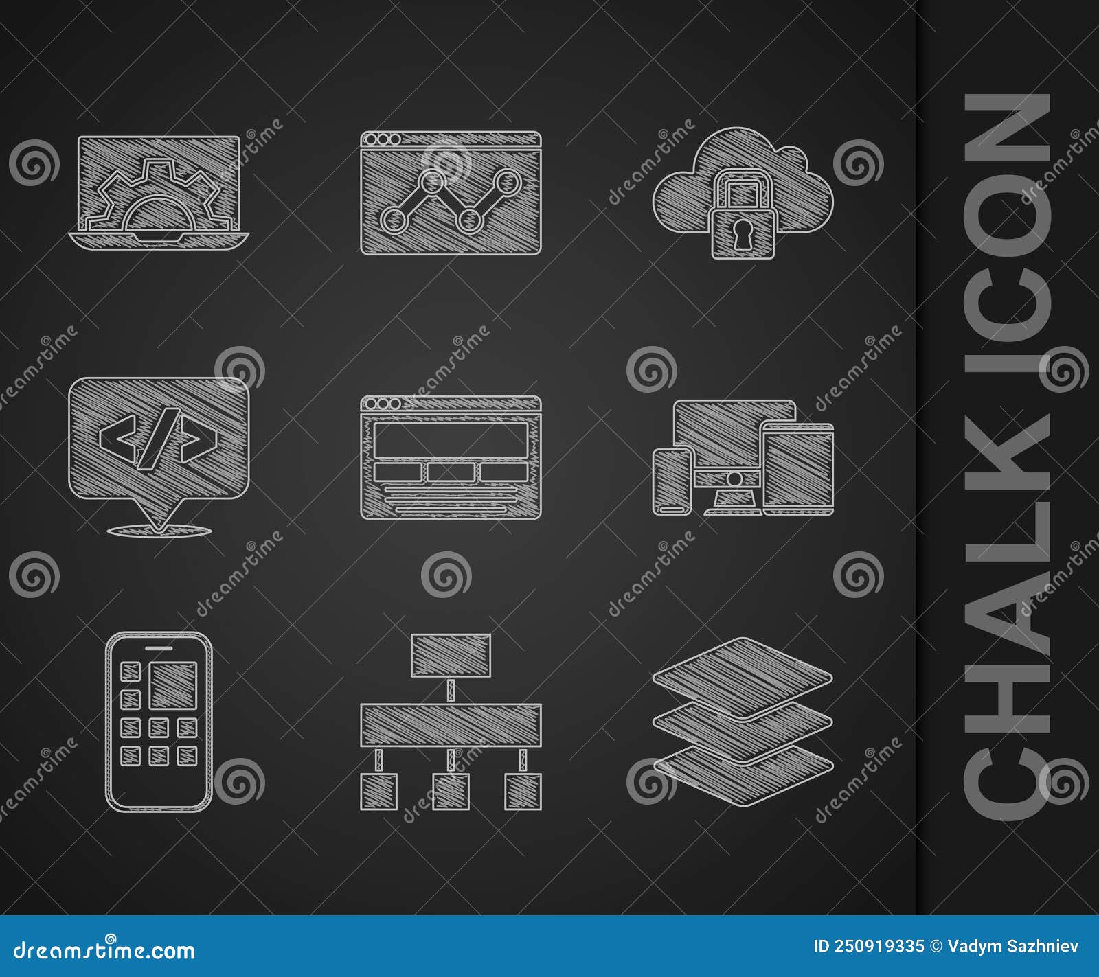 Set UI or UX Design, Site Map, Layers, Monitor, Mobile, Tablet, Mobile Apps, Front End ...