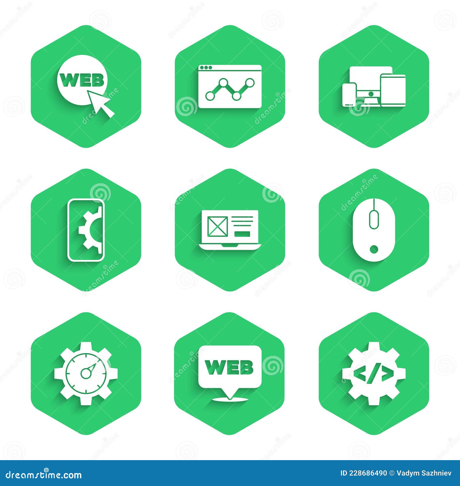 Set Ui Or Ux Design Web And Graphic Front End Development Computer