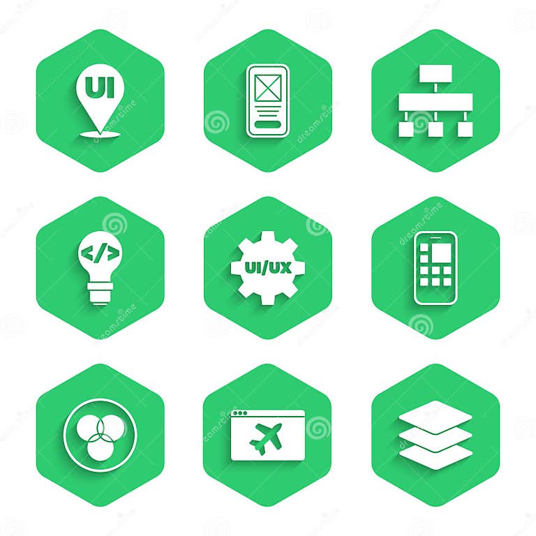 Set UI or UX Design, Website Template, Layers, Mobile Apps, RGB and ...