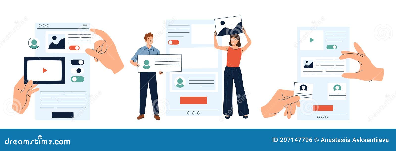 Set Of Ui And Ux Designers Creating Functional Web Interface Design For 5863