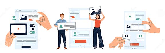 Set Of Ui And Ux Designers Creating Functional Web Interface Design For