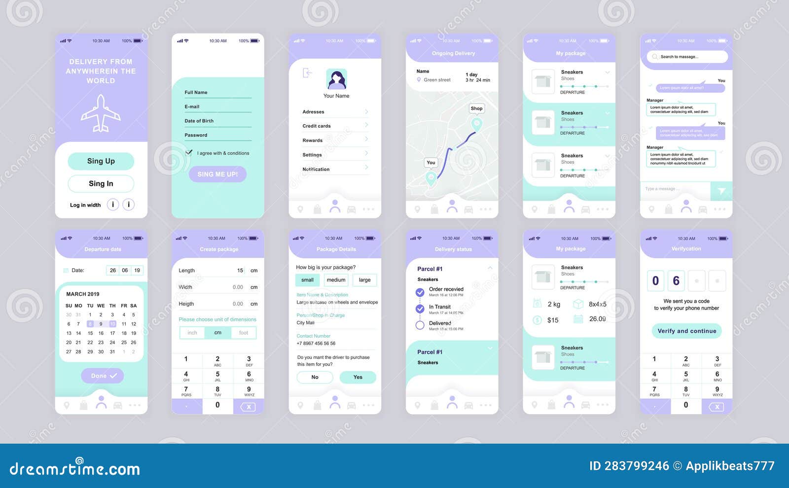 Set Of UI, UX, GUI Screens Delivery App Flat Design Template For Mobile Apps, Responsive Website ...