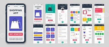 Set of UI, UX, GUI Screens Shopping App Flat Design Template for Mobile ...