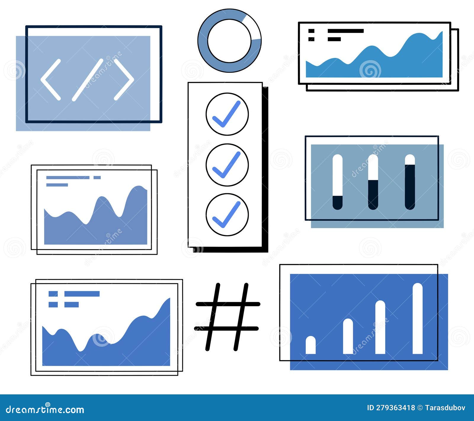 Set of UI and UX icons. stock vector. Illustration of curve - 279363418