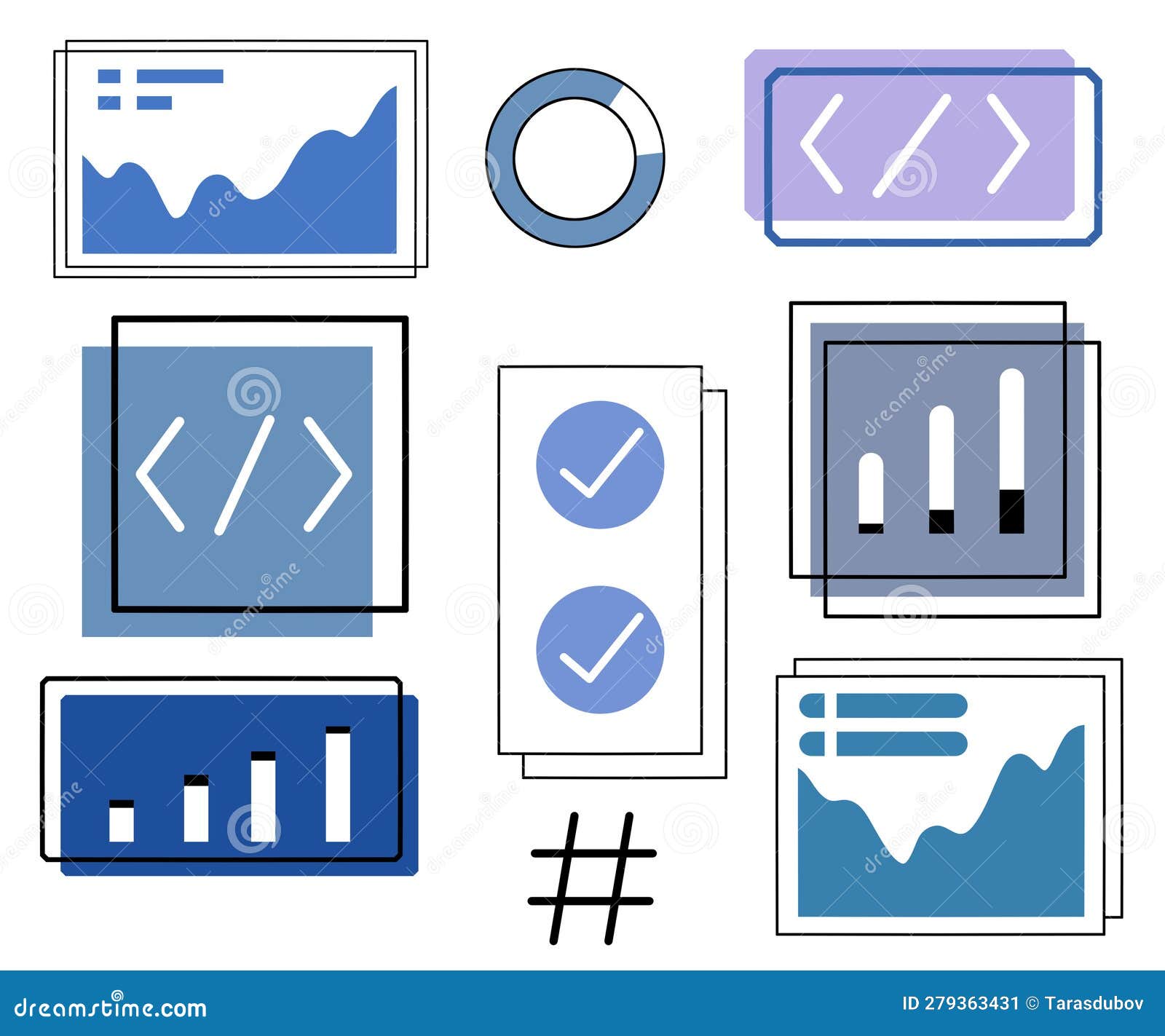Set of UI and UX icons. stock vector. Illustration of site - 279363431