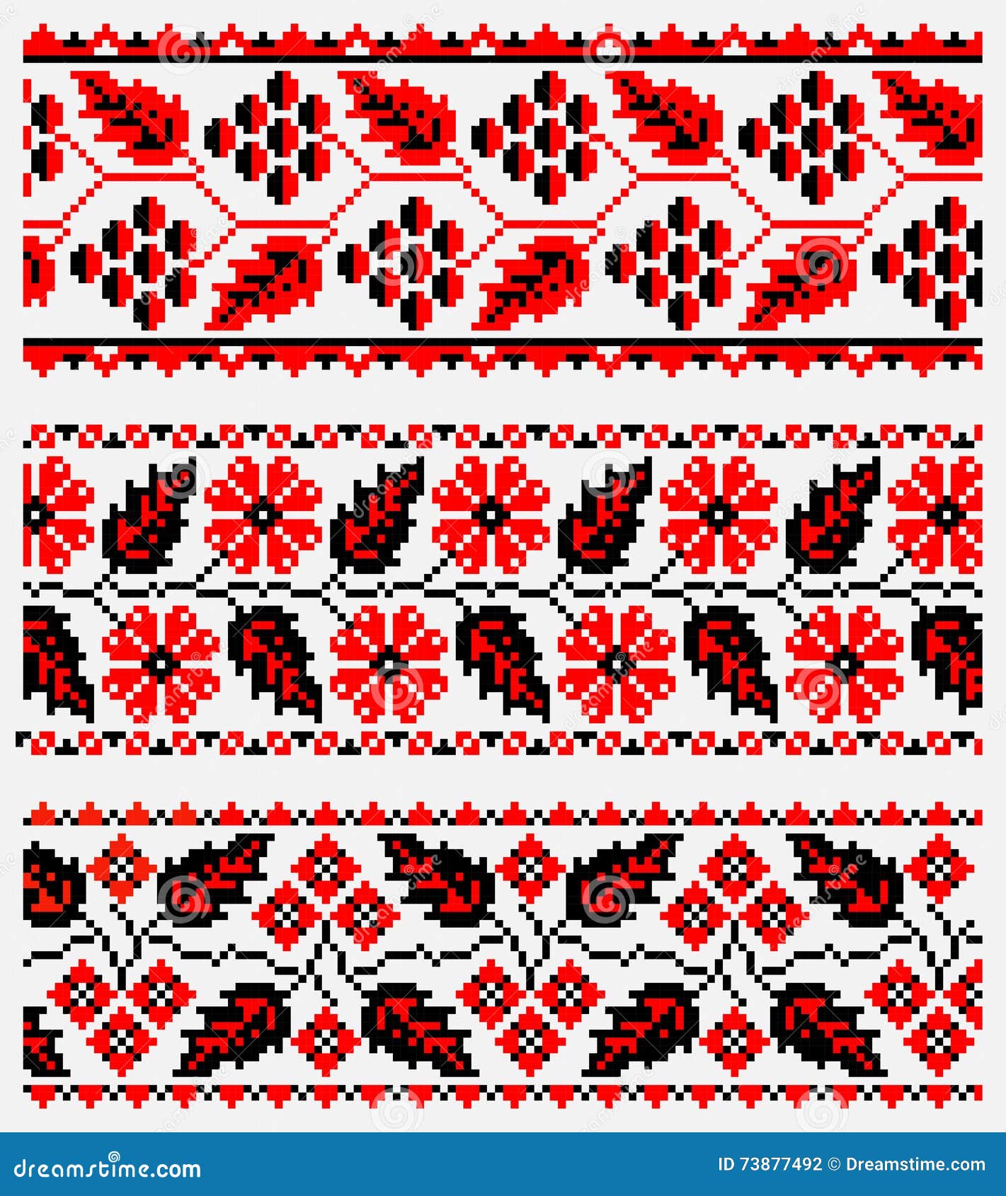 Set of Ukrainian Ethnic Embroidery Stock Vector - Illustration of ...