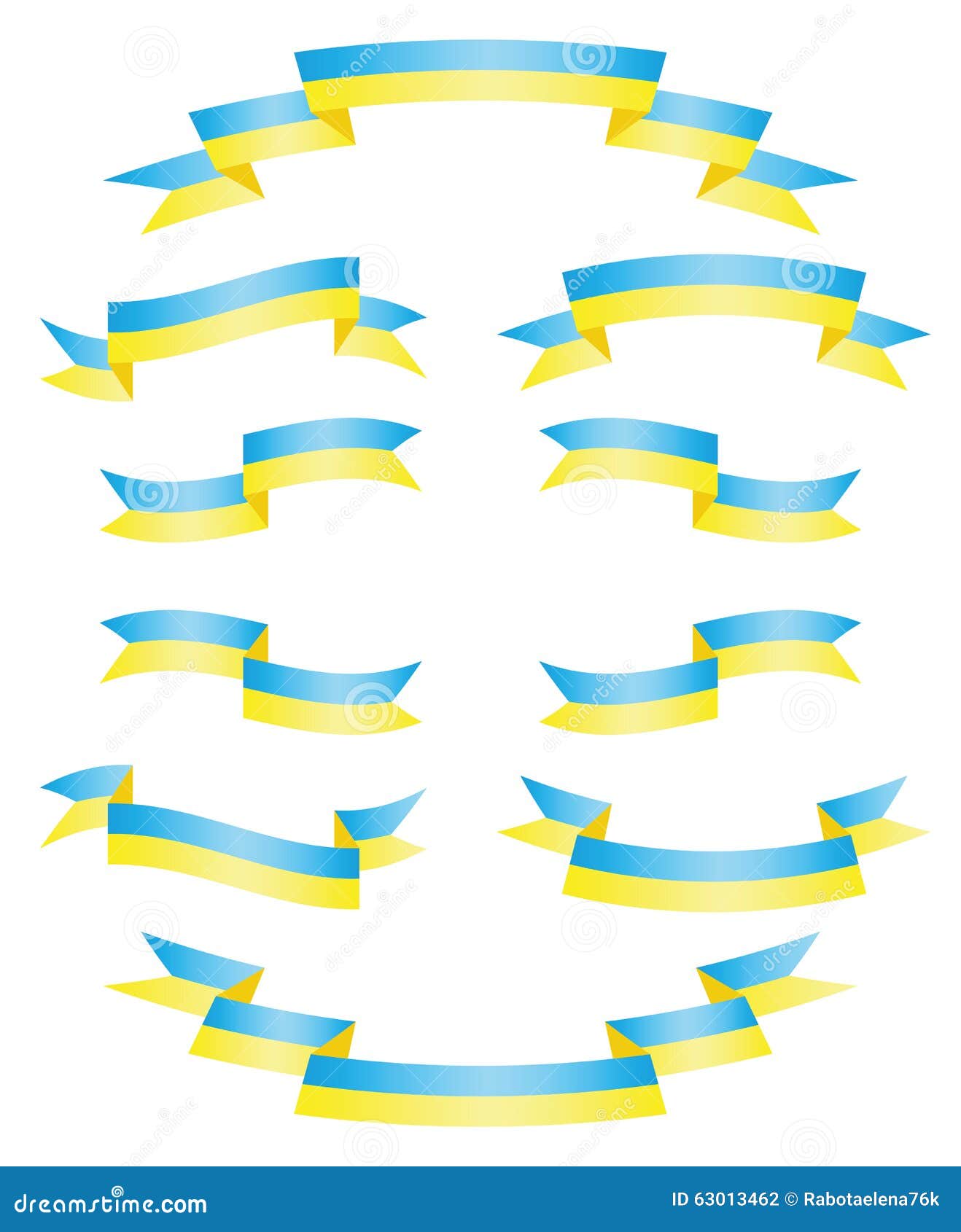 Set Ukrainian Ribbons Vector Stock Vector - Illustration of badge, blue ...