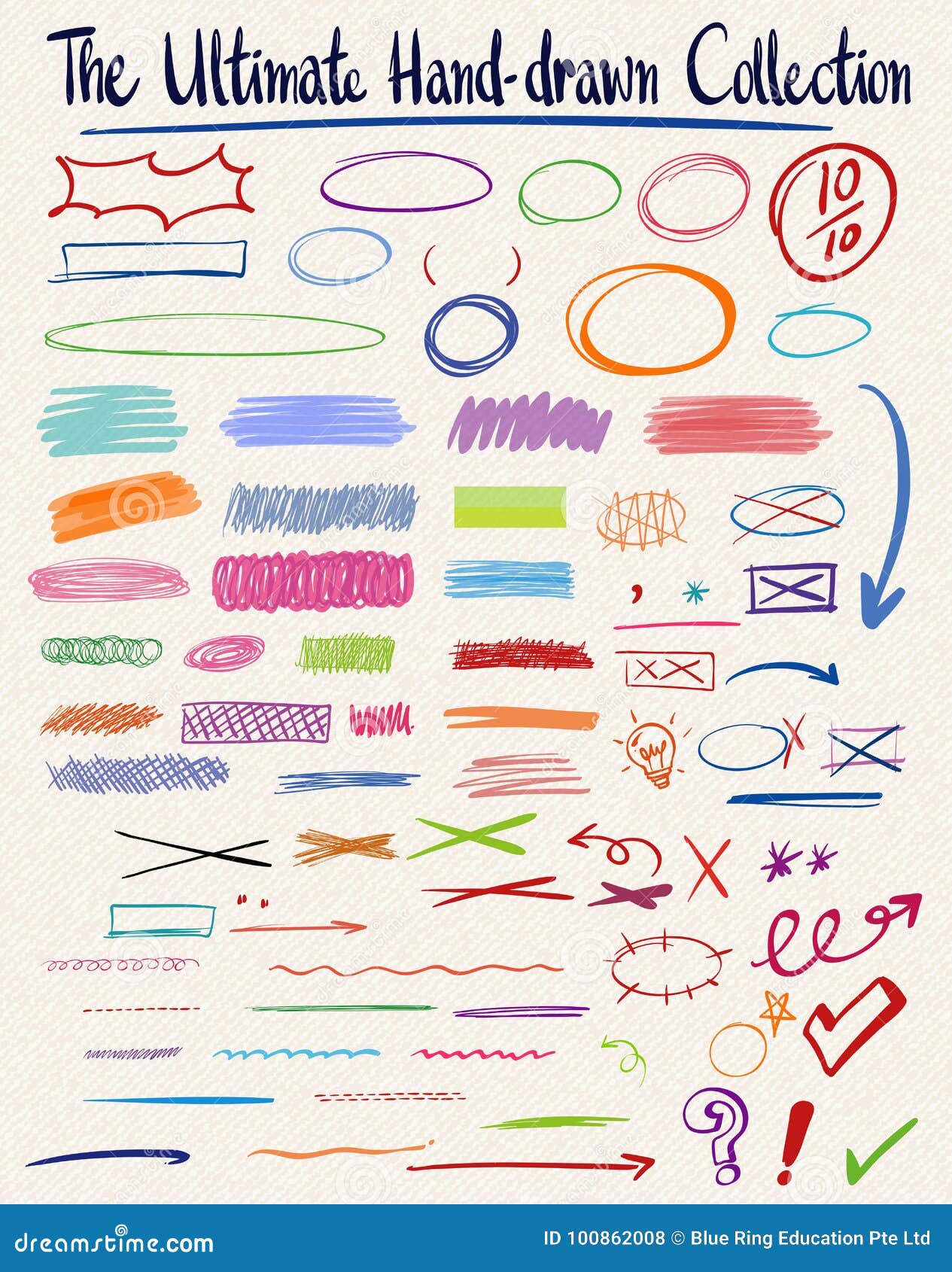 Set of Ultimate Hand-drawn Collection Stock Vector - Illustration of ...