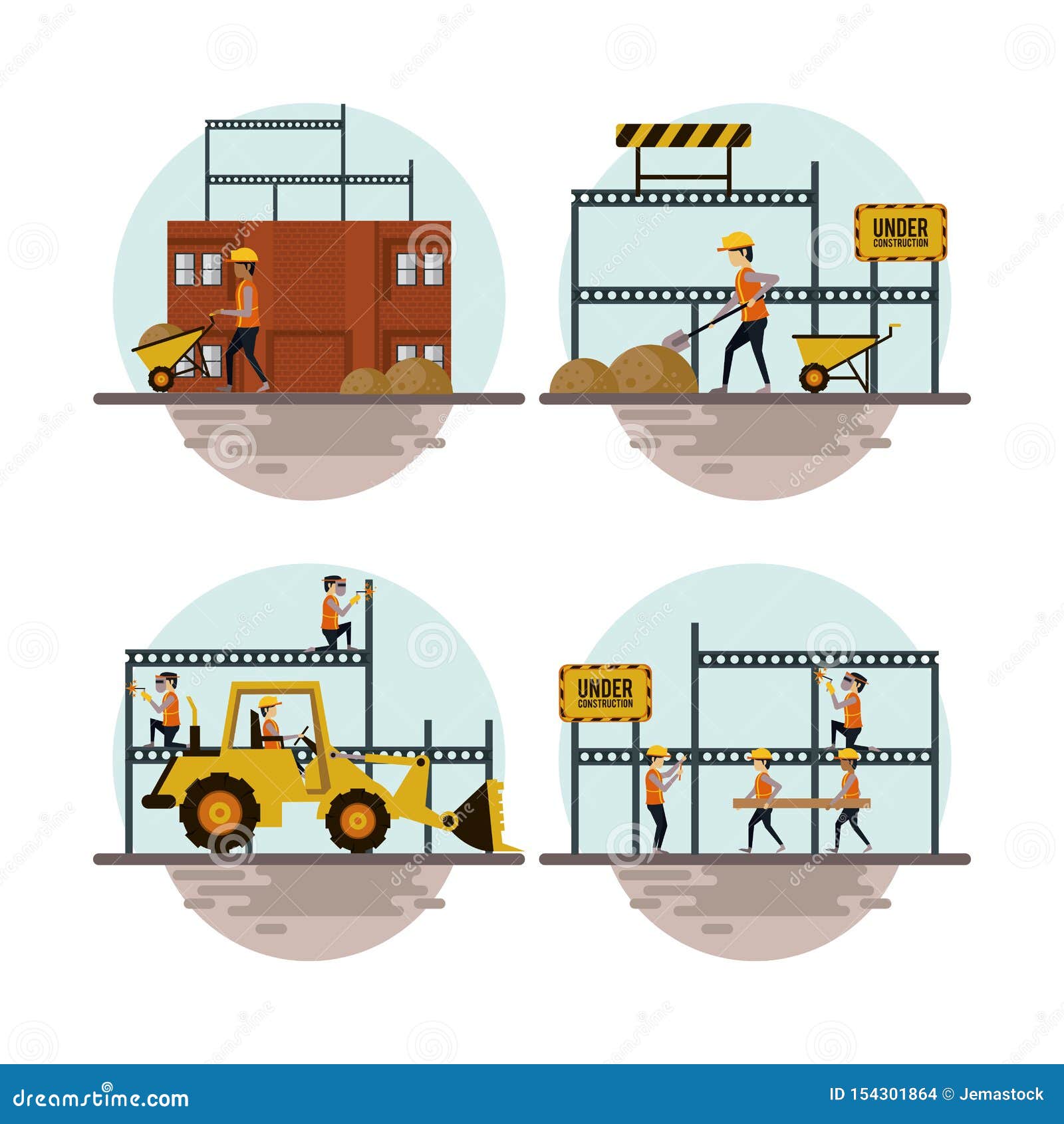 Set of Under Construction Icons Stock Vector - Illustration of machine ...