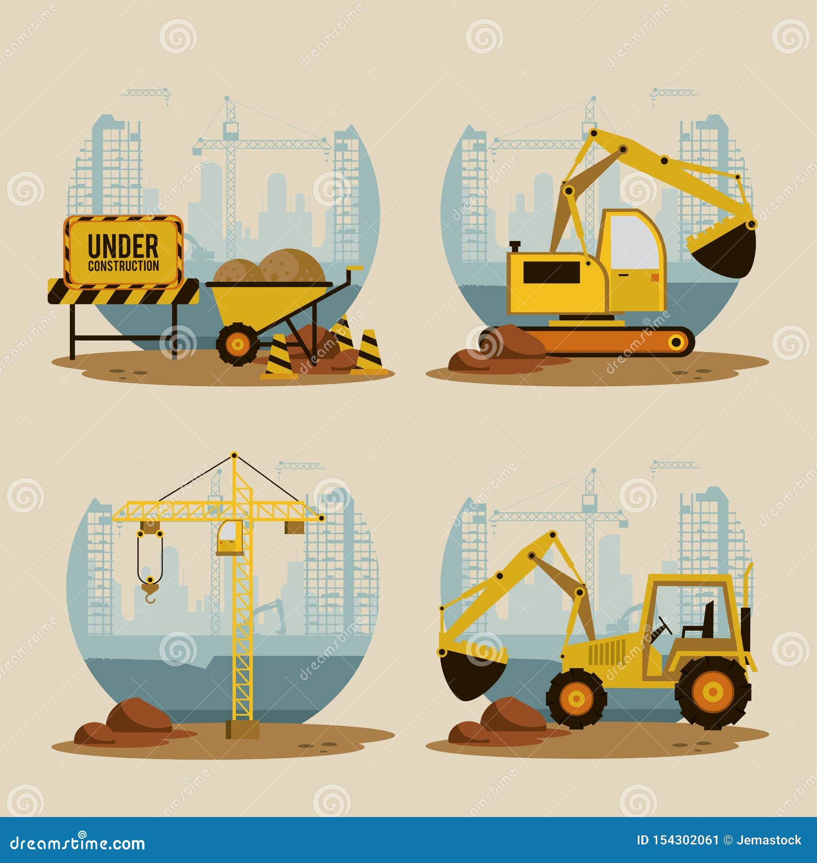 Set of Under Construction Icons Stock Vector - Illustration of ...