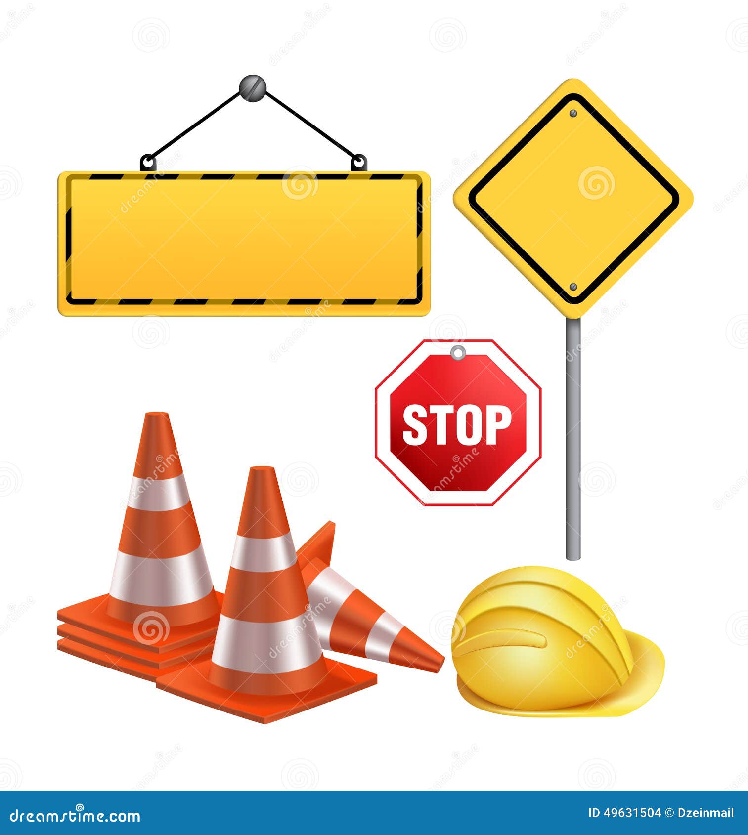 Set of Under Construction Sign Materials Stock Vector - Illustration of ...