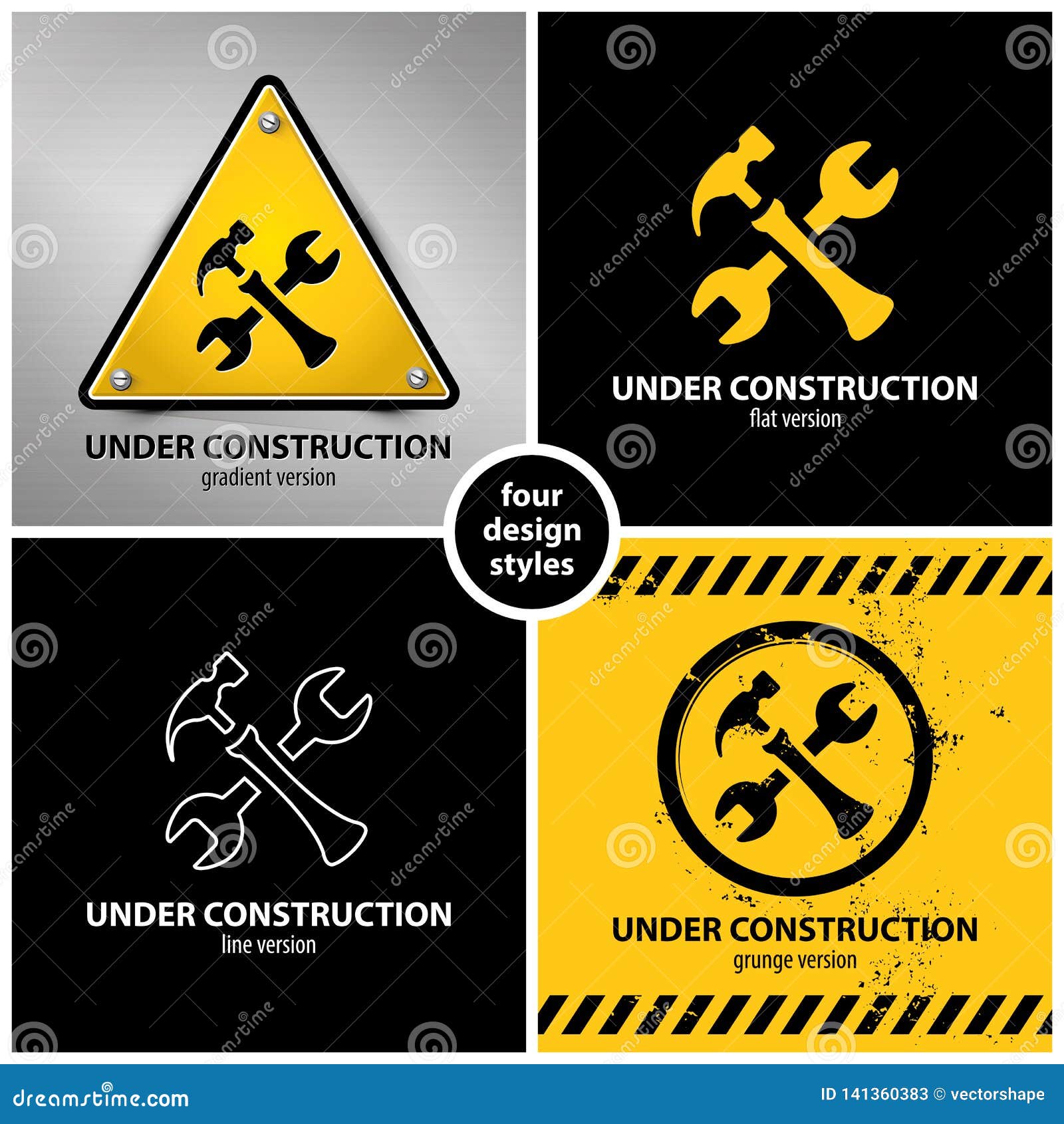 Set of Under Construction Symbols Stock Vector - Illustration of ...