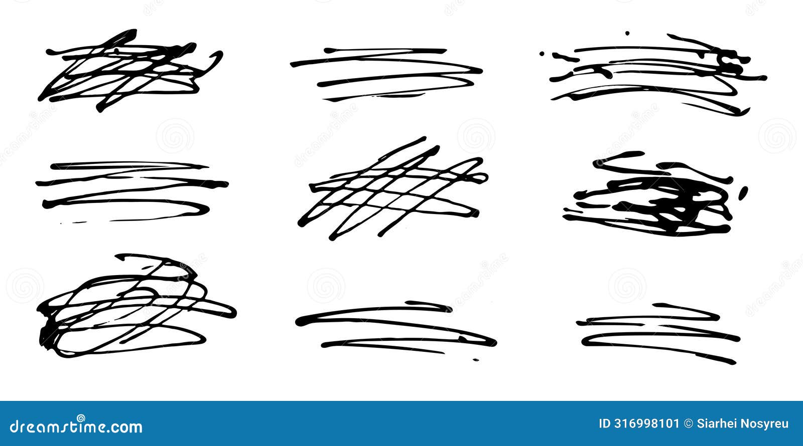 Set of Underline, Hand Drawn. Paint Template for Text Composition Stock ...