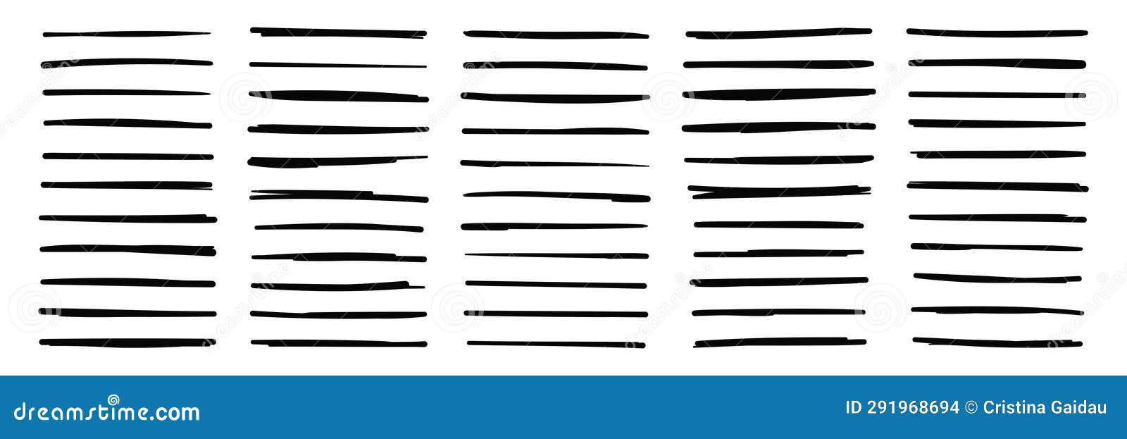 Underline Strikethrough Doodle Lines Set Vector Illustration Stock ...