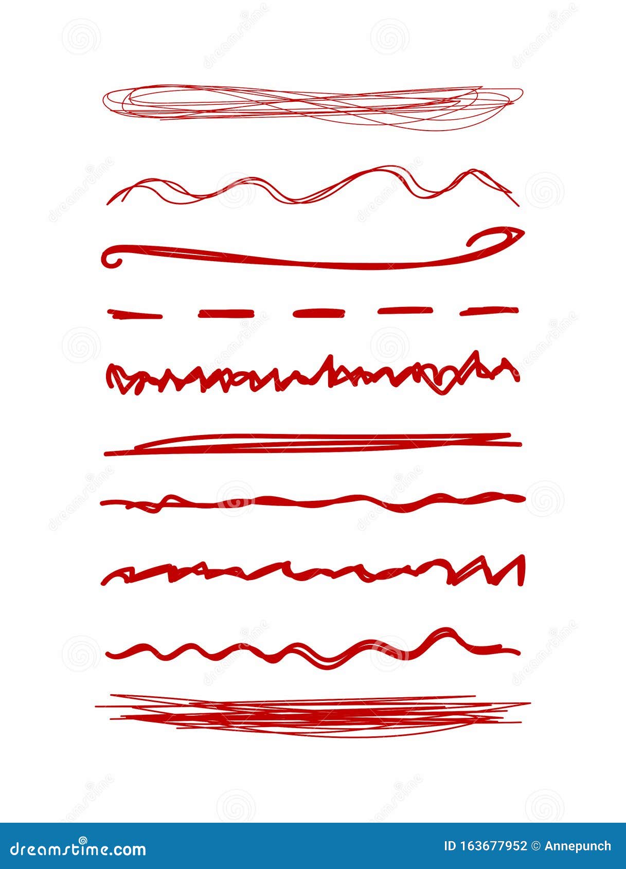 Set of Underscores Drawn by Hand. Collection of Rough Underlines ...