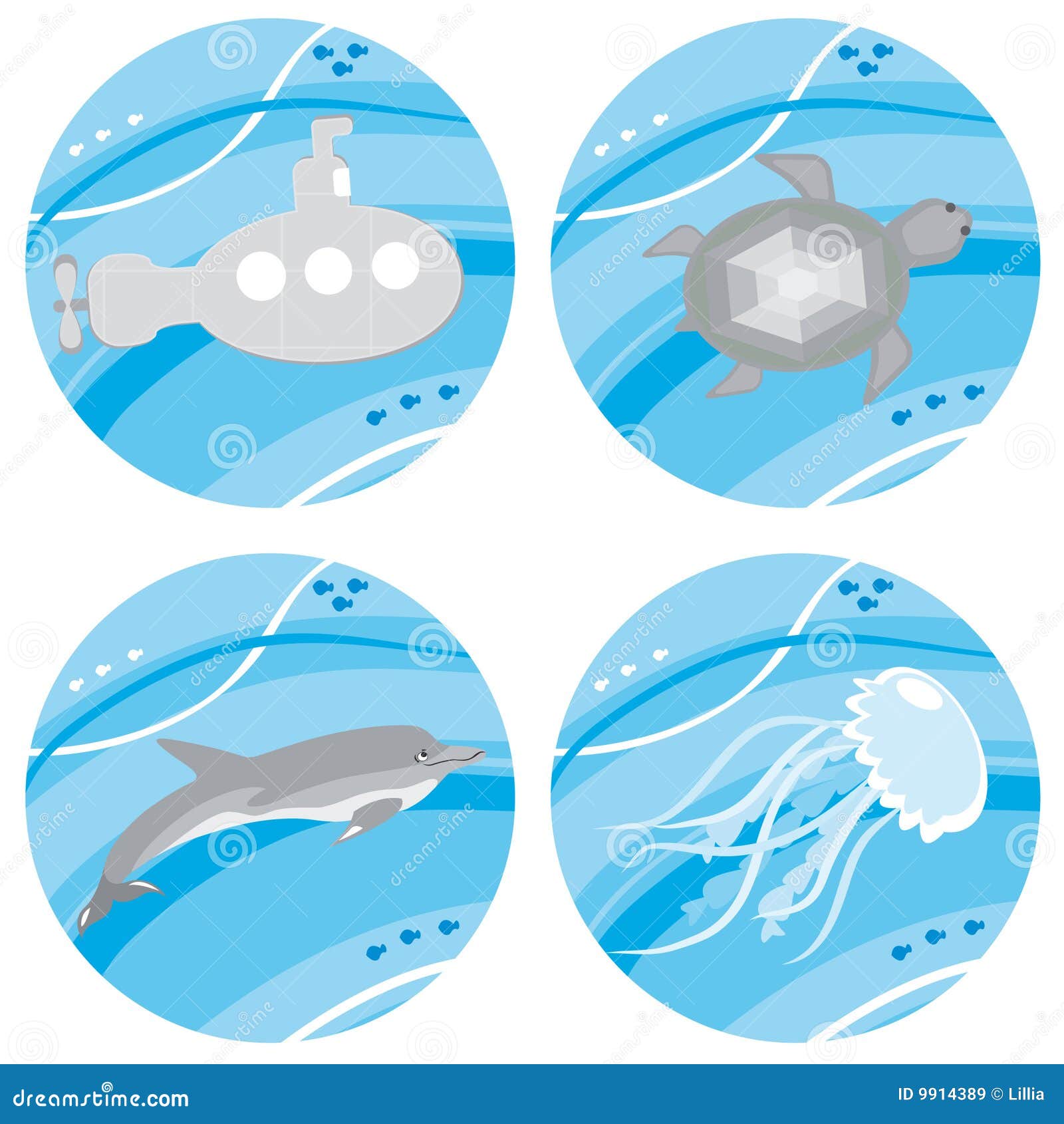 Set of underwater icons stock vector. Illustration of creature - 9914389
