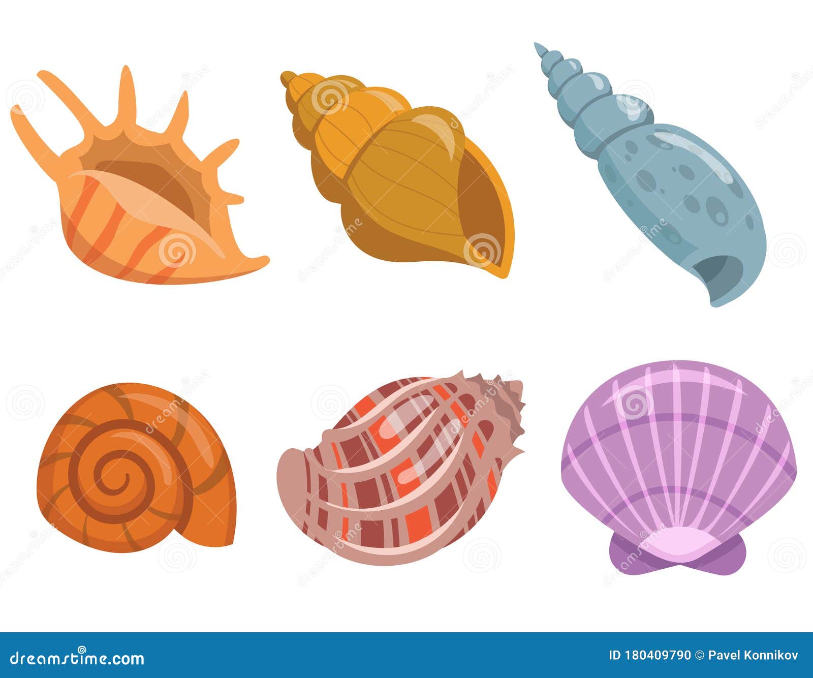 Set of underwater shells. stock vector. Illustration of oyster - 180409790