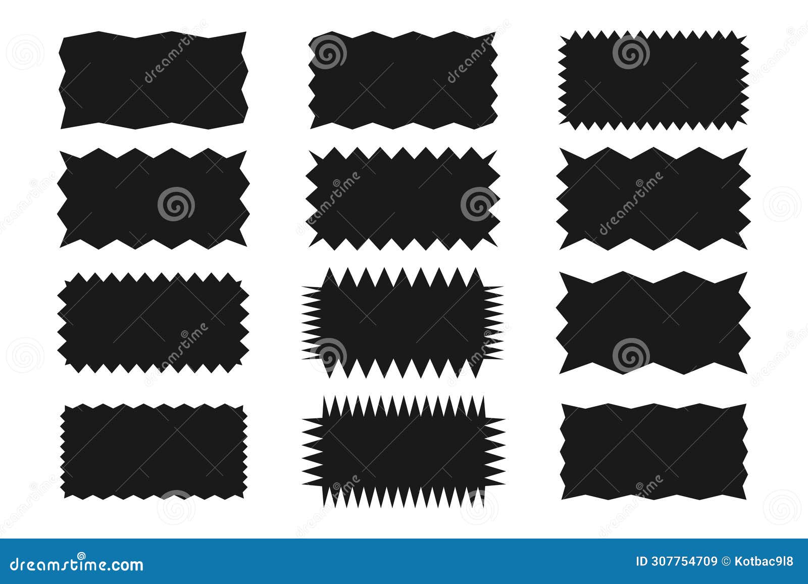 A Set of Uneven Zigzag Rectangular Shapes. Stock Vector - Illustration ...