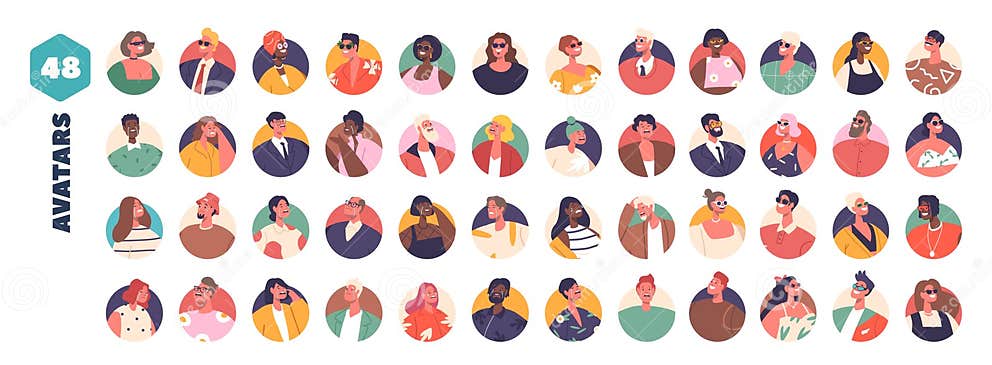 Set of Unique Character Avatars Showcasing a Diverse Array of Emotions ...