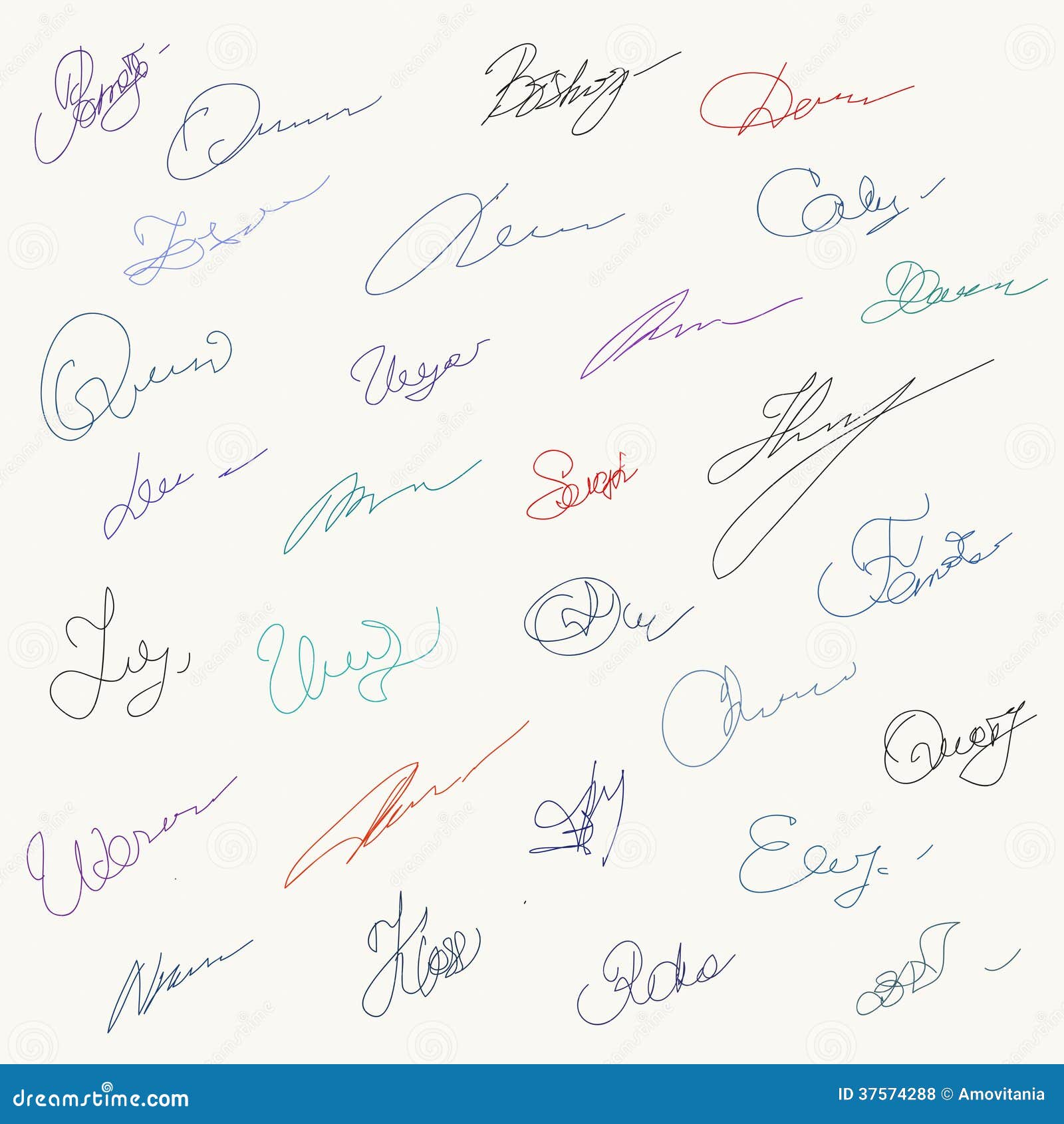 Set of Unique Hanwritten Signatures Stock Vector - Illustration of ...